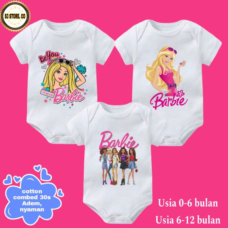 Jual BAJU BAYI JUMPER BABY BARBIE THE SERIES | LOGO BARBIE Jumper white ...