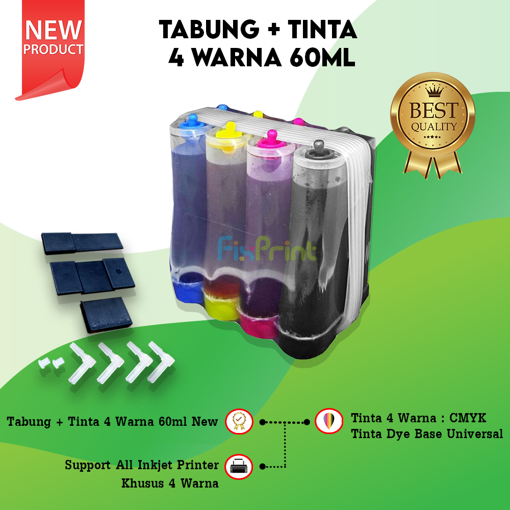 Jual Tabung Infus Tinta Tabung+Tinta Printer 4 Warna 60mL Tabung Infus ...
