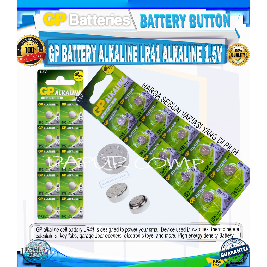 Jual BATTERY/BATRE GP LR41 ALKALINE PER (5Pcs) (10Pcs/1Pack) | Shopee ...