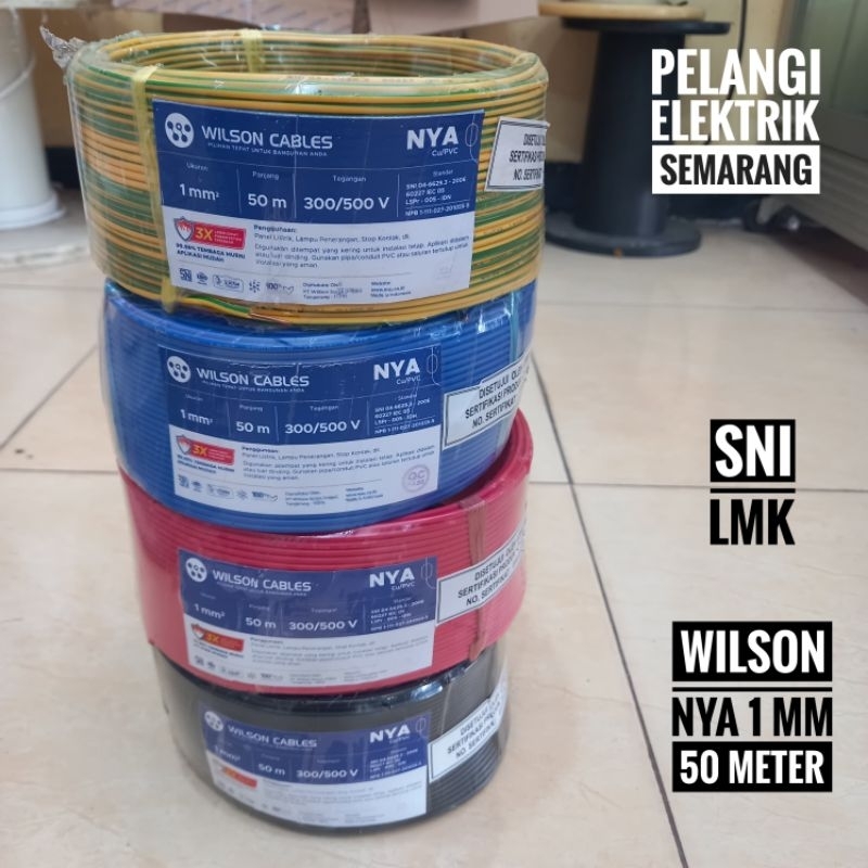 Jual WILSON Kabel Listrik NYA 1 x 1 mm2 / 1x1 mm / 1mm Kawat Engkel SNI LMK - 50m | Shopee Indonesia