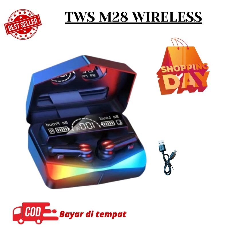 Jual HEADSET BLUETOOTH WIRELESS M28 TWS GAMING V5.3 - EARPHONE HEADSET BLUETOOTH WIRELESS ...