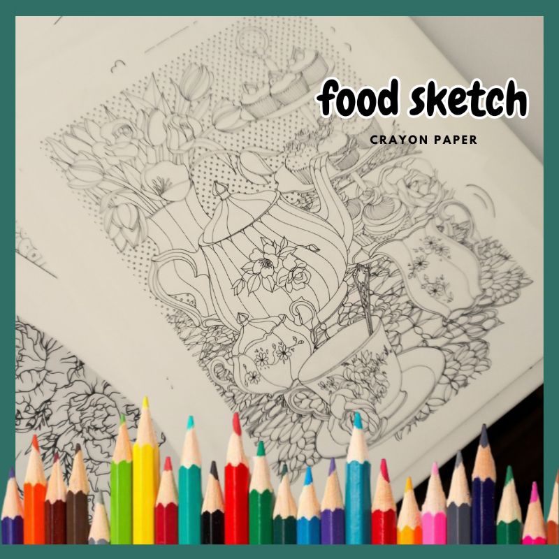 Jual Sketsa Mewarnai Tema Makanan - Deasert - Ice Cream - Minuman ...