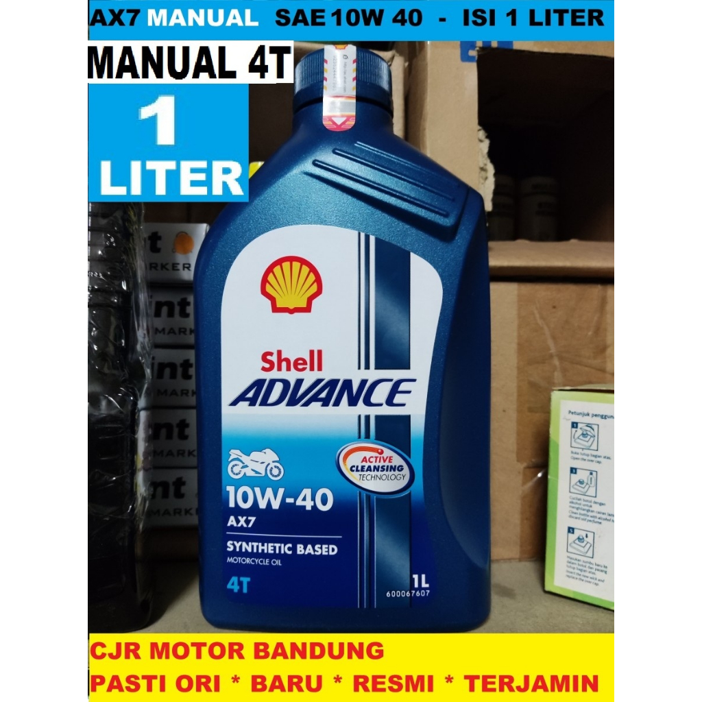 Jual Oli Mesin SHELL ADVANCE AX7 4T 10w 40 1L motor manual Sport Touring ORI BARU RESMI | Shopee ...