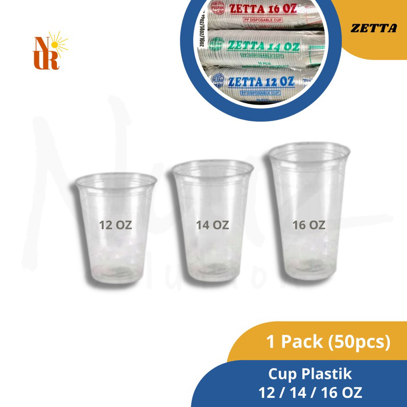 Jual Zetta/Puspan - Gelas Plastik / Cup 12oz 14oz 16oz (50pcs) | Shopee Indonesia