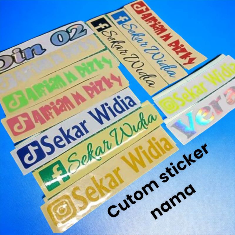 Jual sticker nama hologram cutting stiker nama ig fb twiter tiktok ...