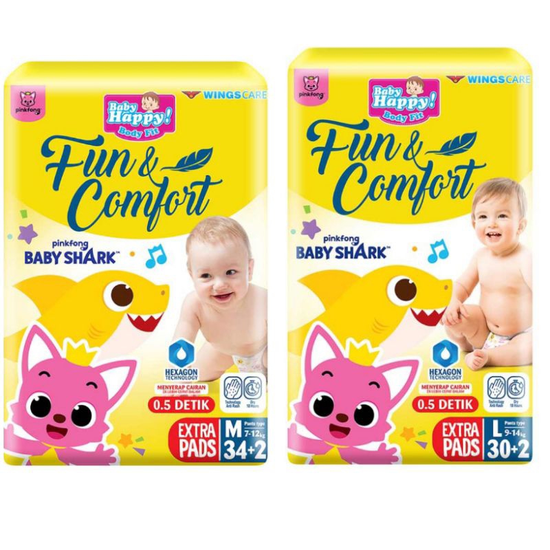 Jual baby happy pinkfong baby shark diapers pant M L popok bayi ...