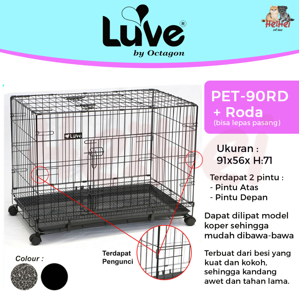 Jual Kandang Lipat Hewan Kucing Anjing Luve Extra Large PET90RD + Tray ...