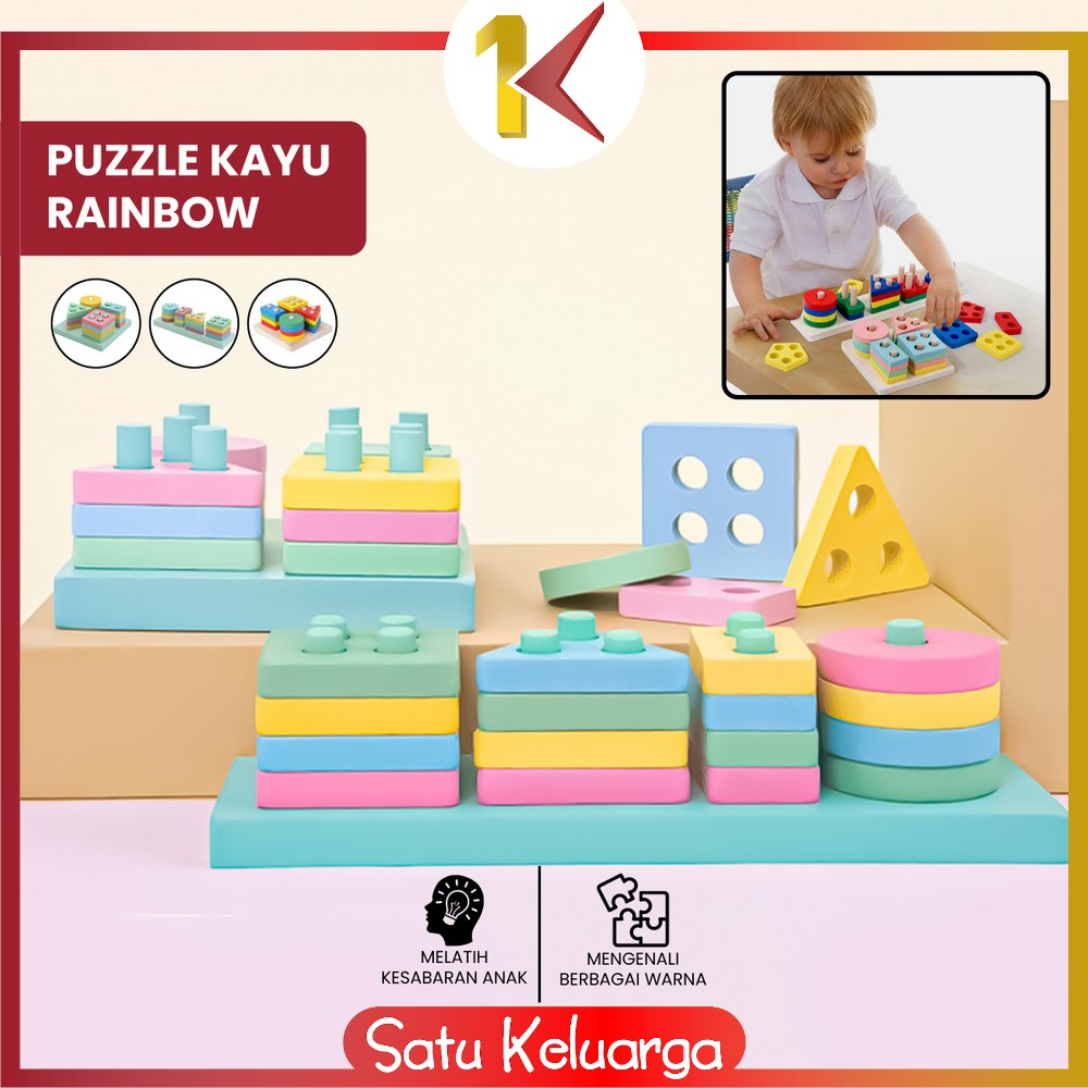 Jual SK-M332 Puzzle Geometri Mainan Edukasi Anak Papan Susun Sortir ...