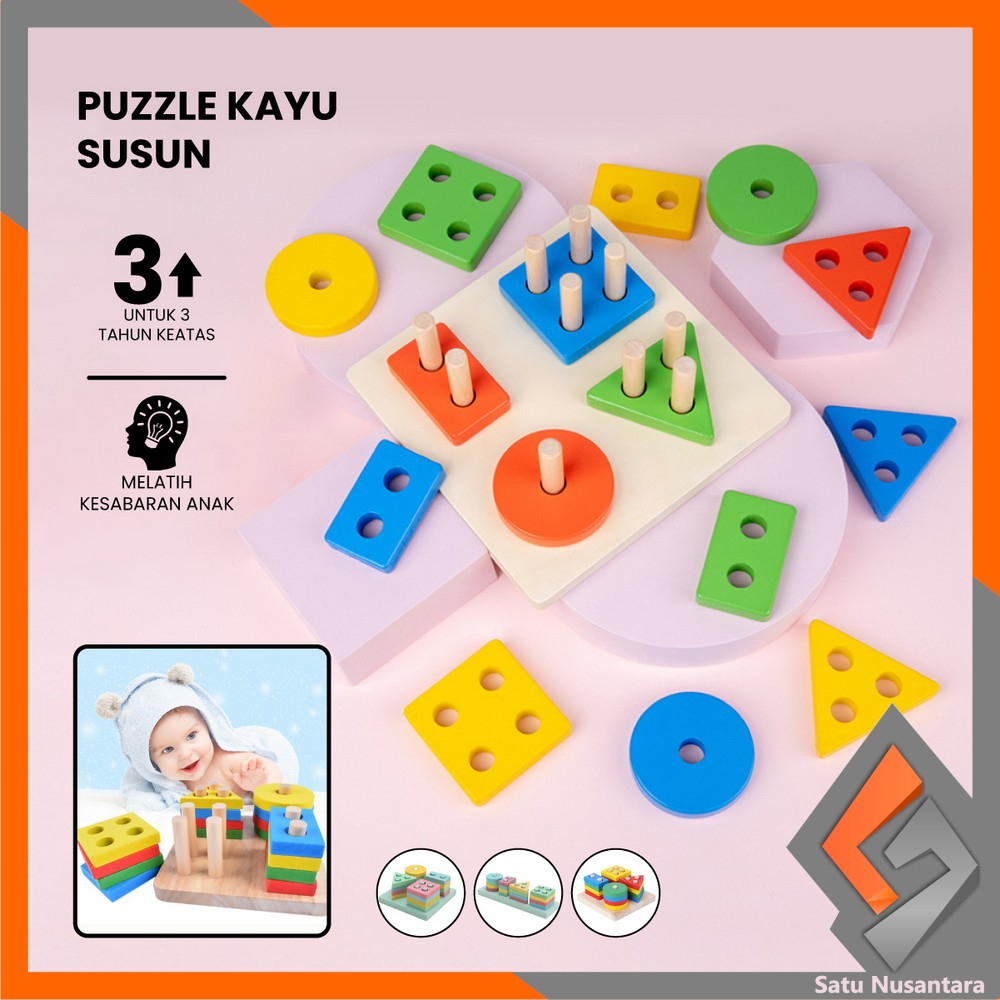 Jual SN-M332 Puzzle Geometri Mainan Edukasi Anak Papan Susun Sortir ...