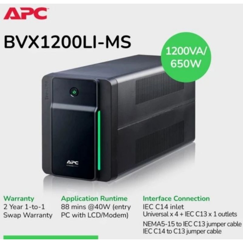 Jual UPS APC Easy UPS BVX 1200VA 650W BVX1200LI-MS Aki Battery Samoto ...