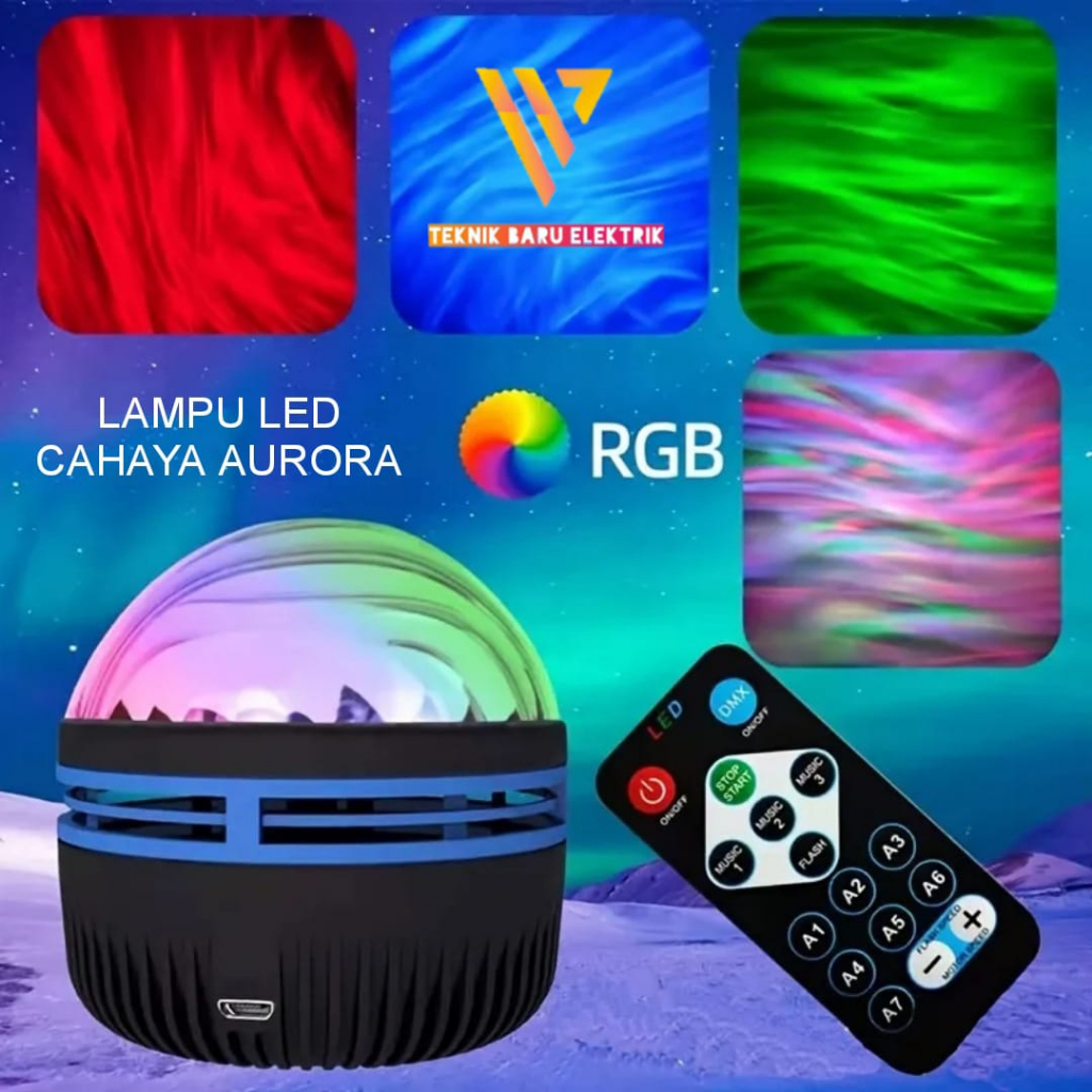 Jual LAMPU LED AURORA PROYEKTOR LANGIT MALAM + REMOTE WARNA WARNI RGB ...