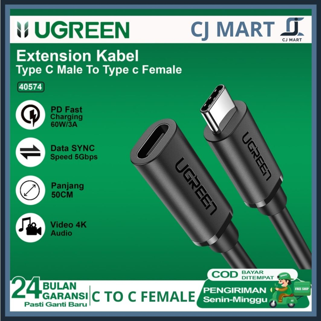 Jual UGREEN Kabel Extension Type C Male To Type C Female Speed Up To ...