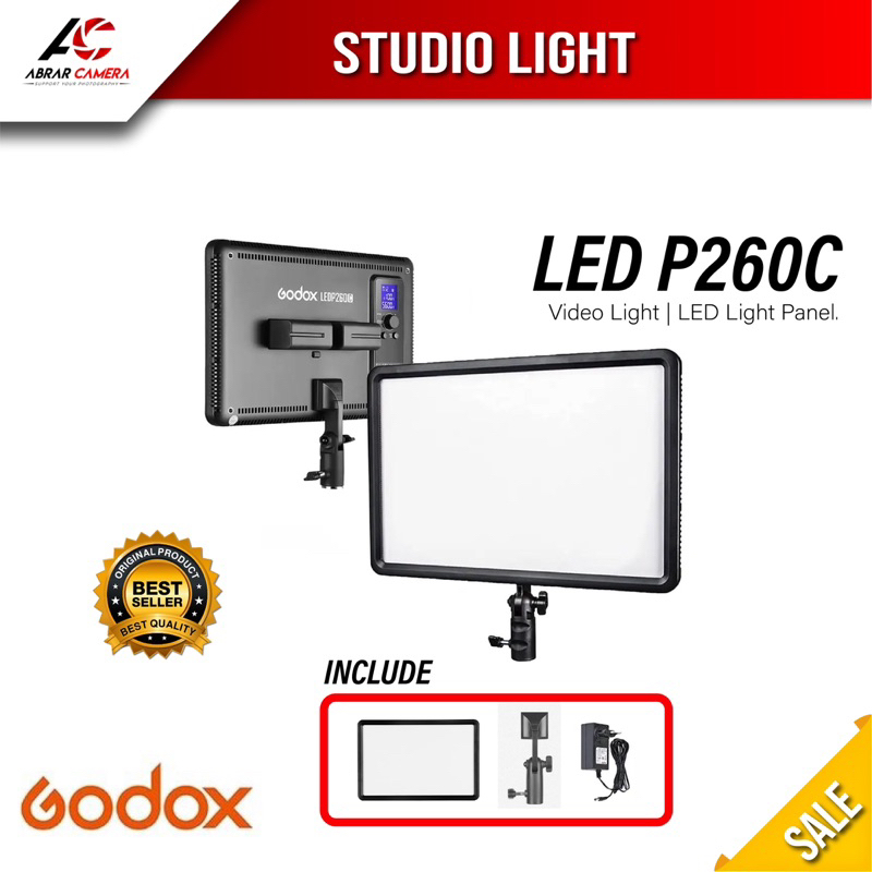 Jual Godox LED P260C / Lampu Led Panel P260 plus Adapter / Lampu Studio ...