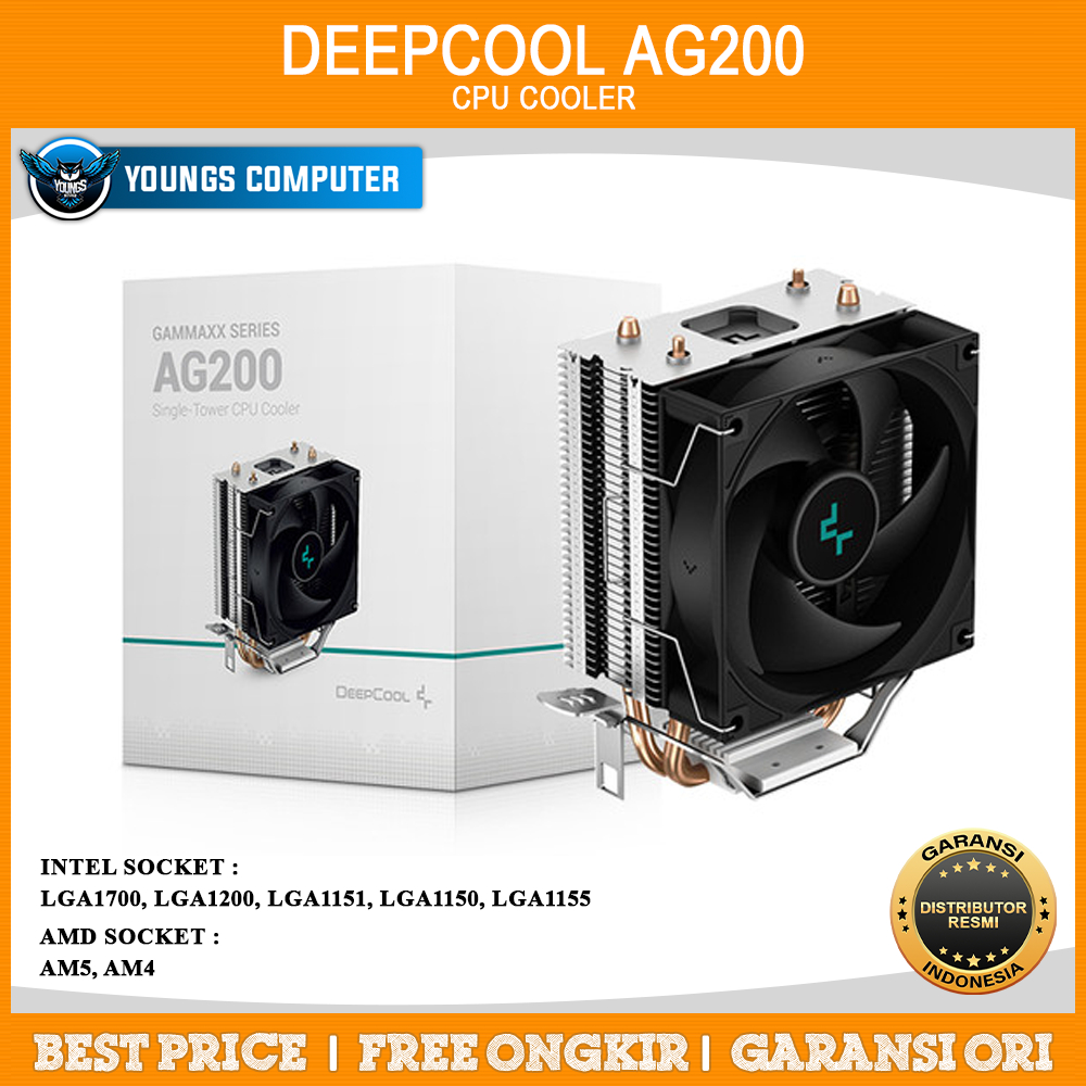 Jual CPU COOLER DEEPCOOL AG200 9.2cm | Compact Single Tower CPU Cooler | Shopee Indonesia