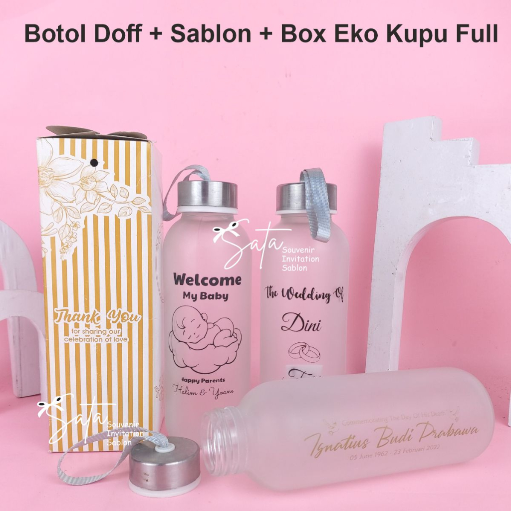 Jual (Minim 100pcs) BOTOL SABLON DOFF 420ml / Botol kaca doff 420 ml ...