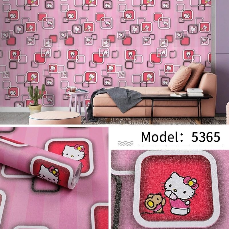 Jual Wallpaper Dinding Hello Kitty Kotak 3D Ukuran 45 Cm x 10 Meter | Shopee Indonesia