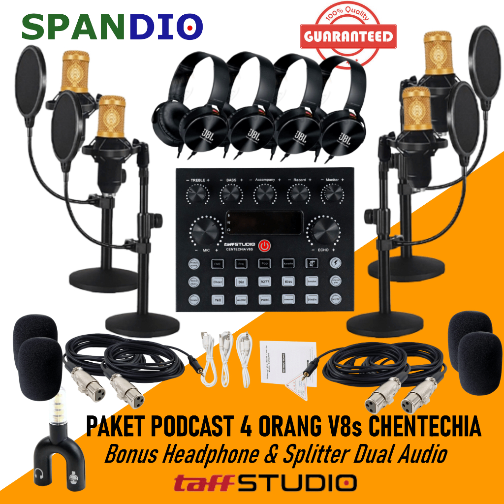Jual PAKET PODCAST 4 Orang Mic Microphone Bm800 Mixer V8s Headset ...