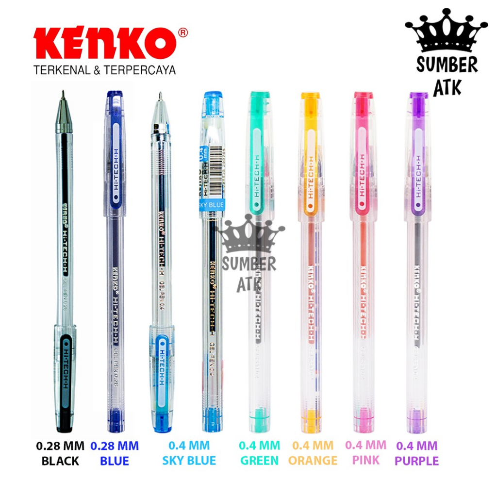 Jual Pulpen / Pena KENKO Gel Pen Hi-Tech-H 0.28Mm 0.4Mm Black Blue Pink ...