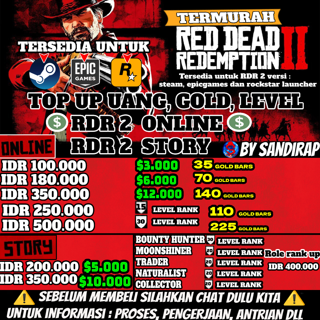 Jual RED DEAD REDEMPTION ONLINE PC | UANG RDR 2 | Shopee Indonesia