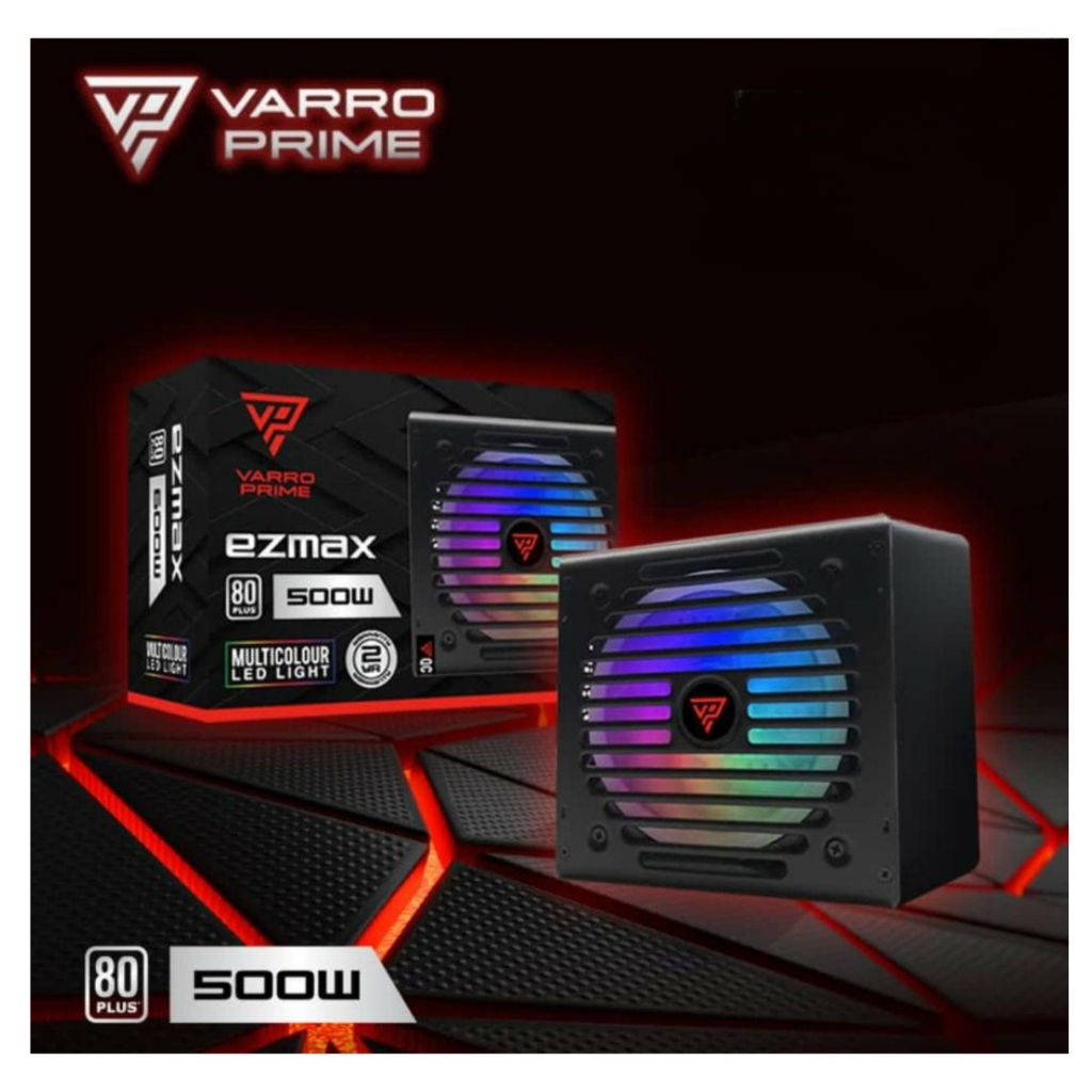 Jual Power supply varro prime ezmax 500w 80 plus 12cm fan rgb 6 pin 8 ...