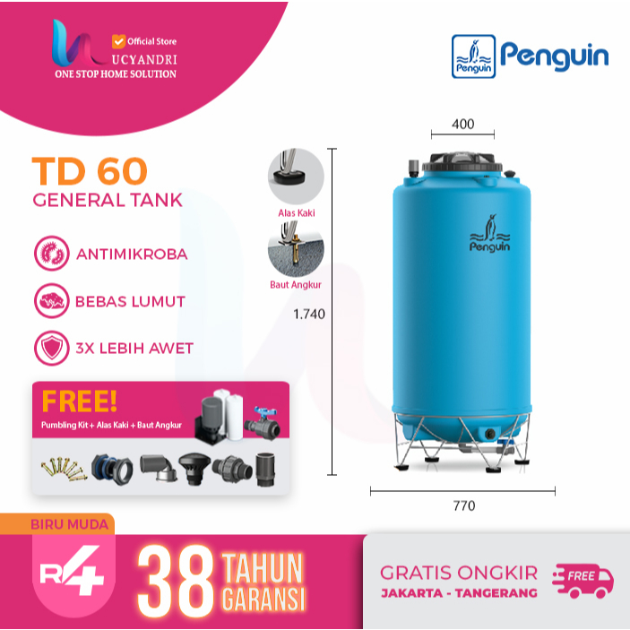 Jual Harga Tangki Air, Toren Air, Tandon Air Penguin TD 60 Kapasitas ...