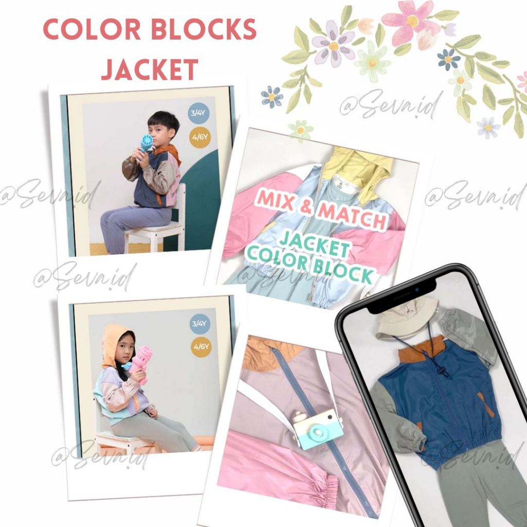 Jual JACKET COLOR BLOCK MAISON ELMESA JAKET COLORBLOCK ANAK USIA 6-10 ...