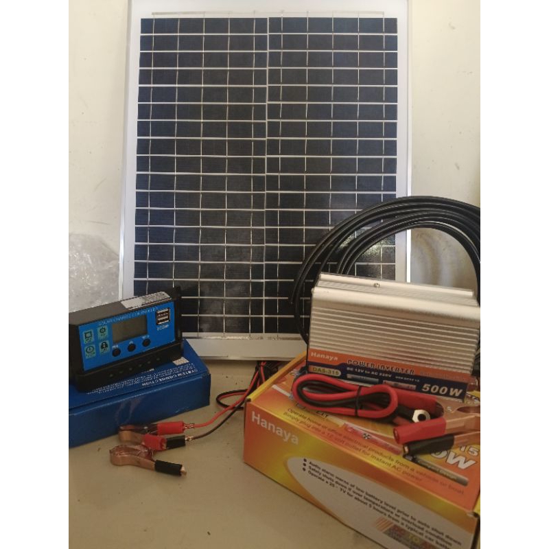 Jual Solar Panel 20 Wp Satu Set Inventer Solar Controler Kabel Surya ...