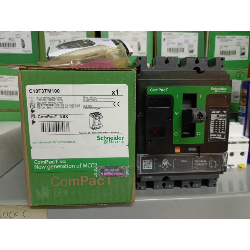 Jual MCCB NSX100F 3P 100A 36KA C10F3TM100 Adjustable 70-100A Schneider ...
