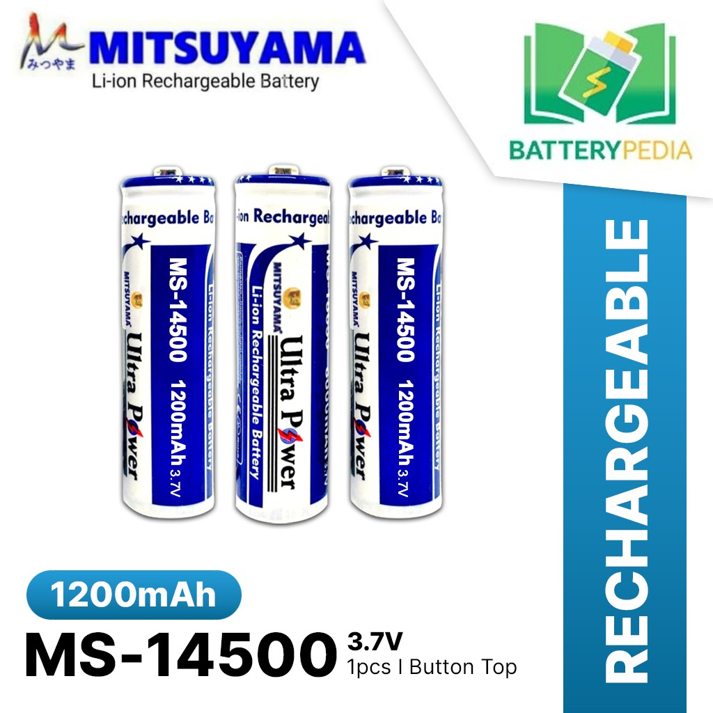 Jual Baterai Cas Isi Ulang AA Rechargeble 3.7v - Mitsuyama MS-14500 li-ion1200mAh 3.7v - 1pcs ...