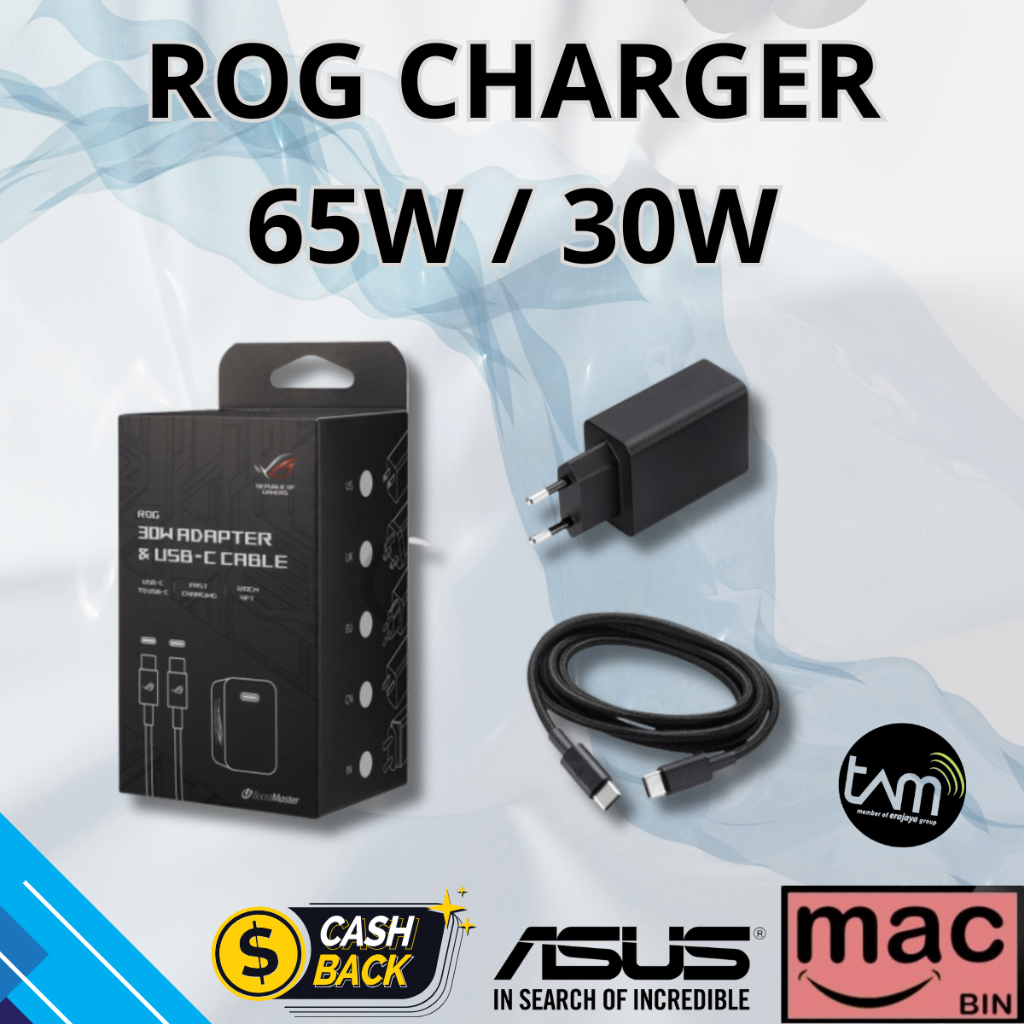 Jual Charger Asus Rog 30W & 65W Hypercharger | Adapter + Cable T ...