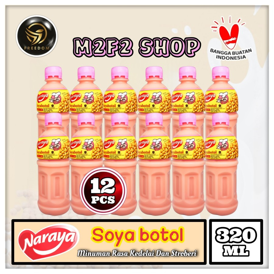 Jual Naraya Minuman Susu Kedelai Stroberi | Soya Botol Pet - 320 ml ...