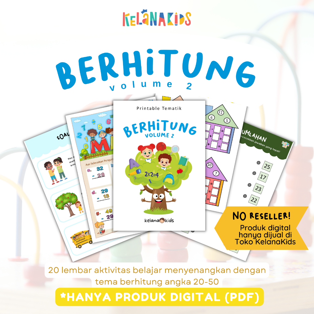 Jual Printable Worksheet Tematik Menghitung Vol 2, 20 Lembar Buku ...
