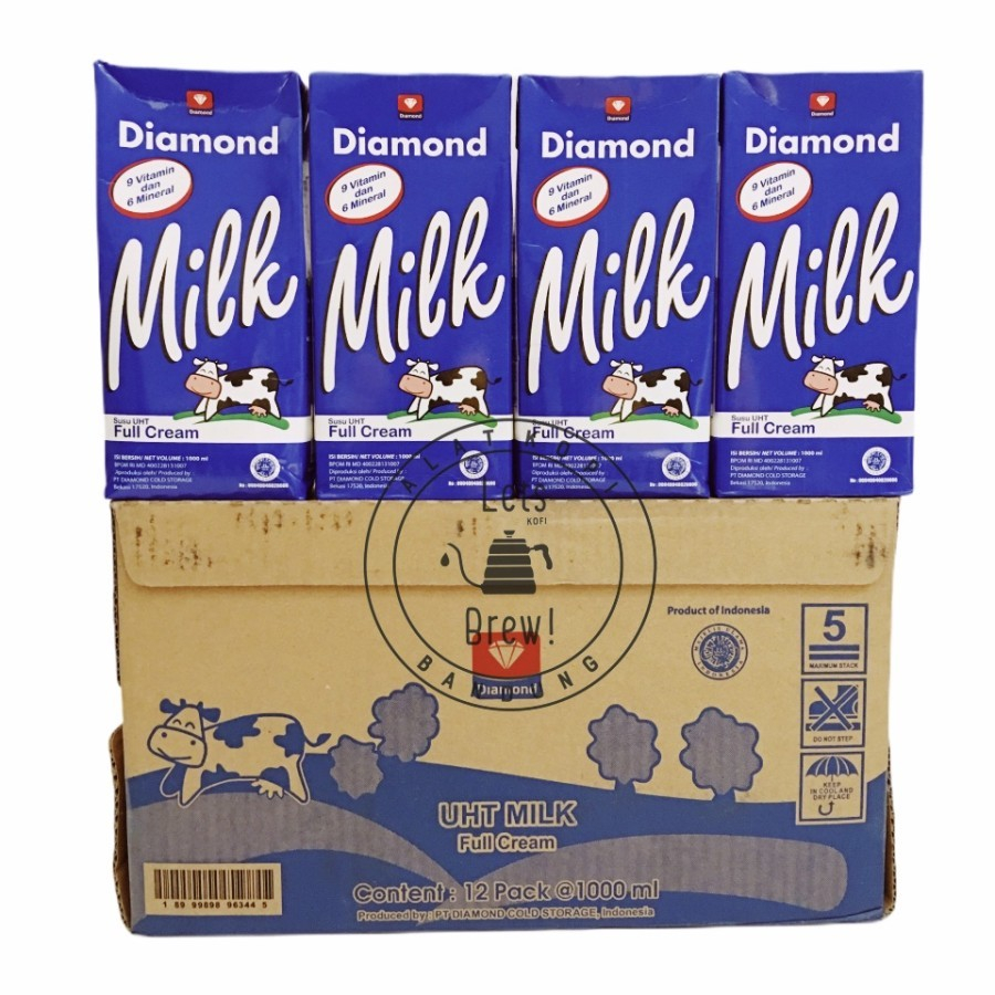 Jual Susu UHT Diamond Full Cream 1 Karton | Diamond UHT Millk Plain 1 Dus | Shopee Indonesia
