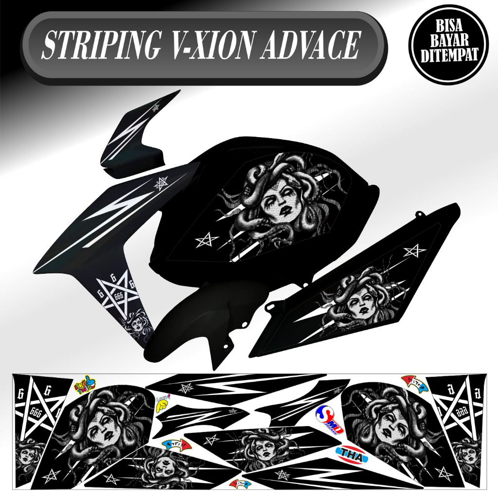 Jual STRIPING VARIASI VIXION ADVANCE / NVA STICKER MEDUSA | Shopee ...