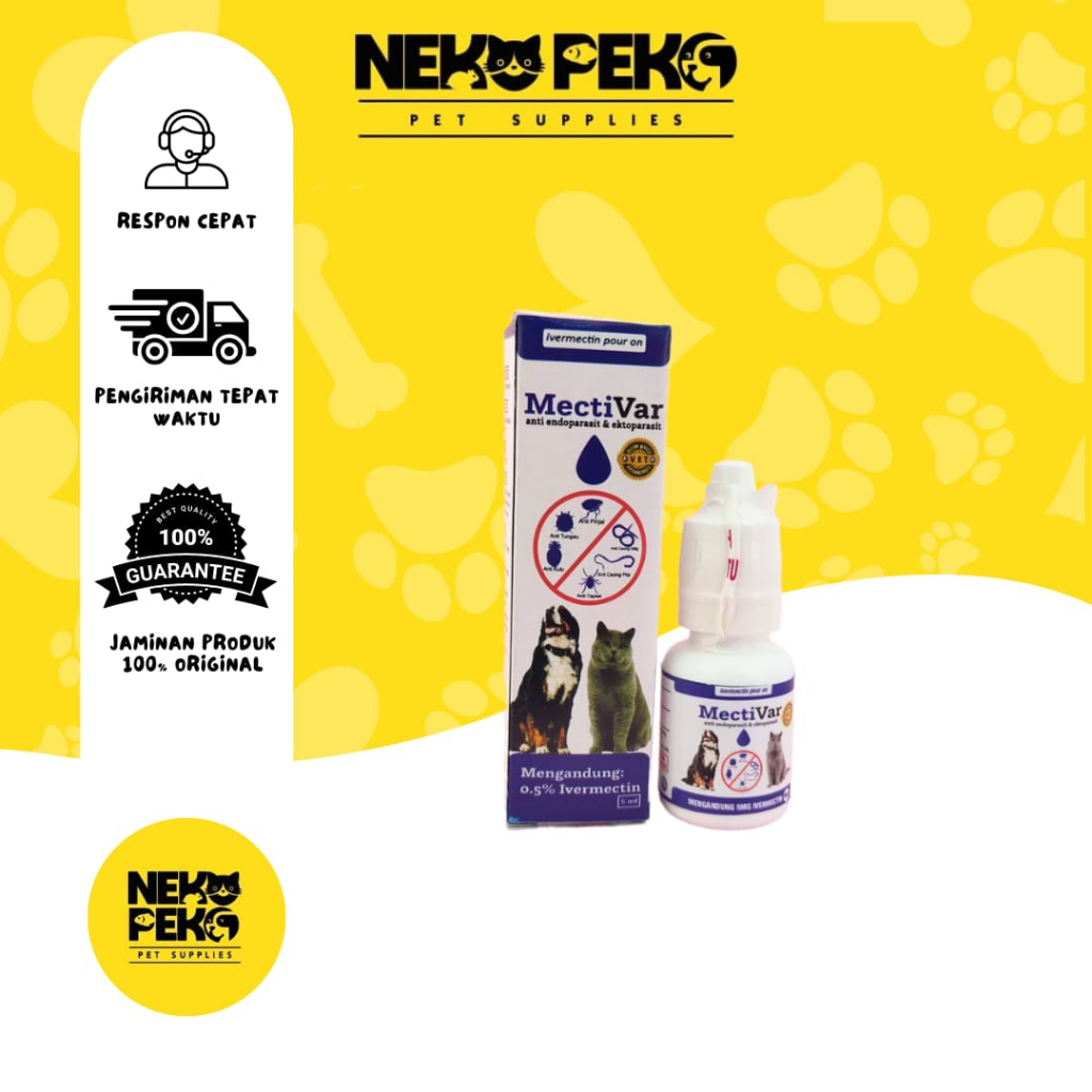 Jual MECTIVAR 5mL / Obat Tetes Kutu Tungau Caplak Cacing Kucing Anjing ...