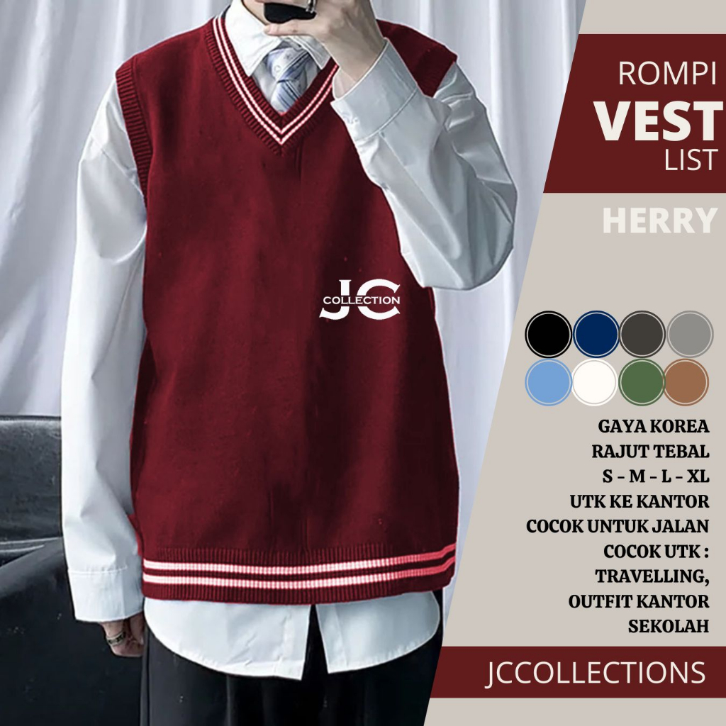 Jual Rompi Kantor Unisex Korean Look HarPott List Putih / Vest Korea V ...