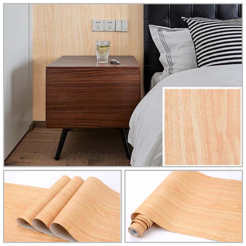 Jual WALLPAPER STICKER DINDING KAYU JATI PLITUR SERAT KAYU MUDA /KAYU ...