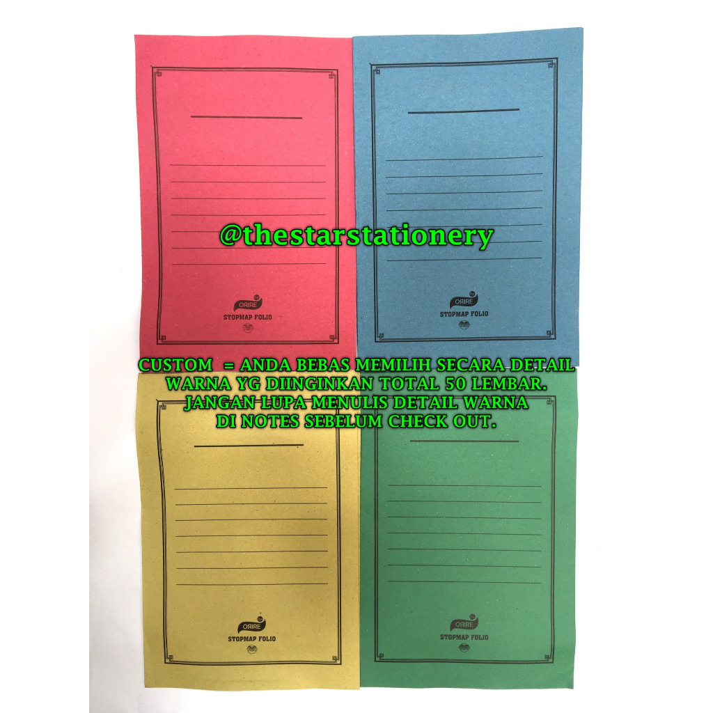 Jual Stopmap Kertas Folio Orire / Map Kertas ( 1 Pack isi 50 Lembar ) | Shopee Indonesia