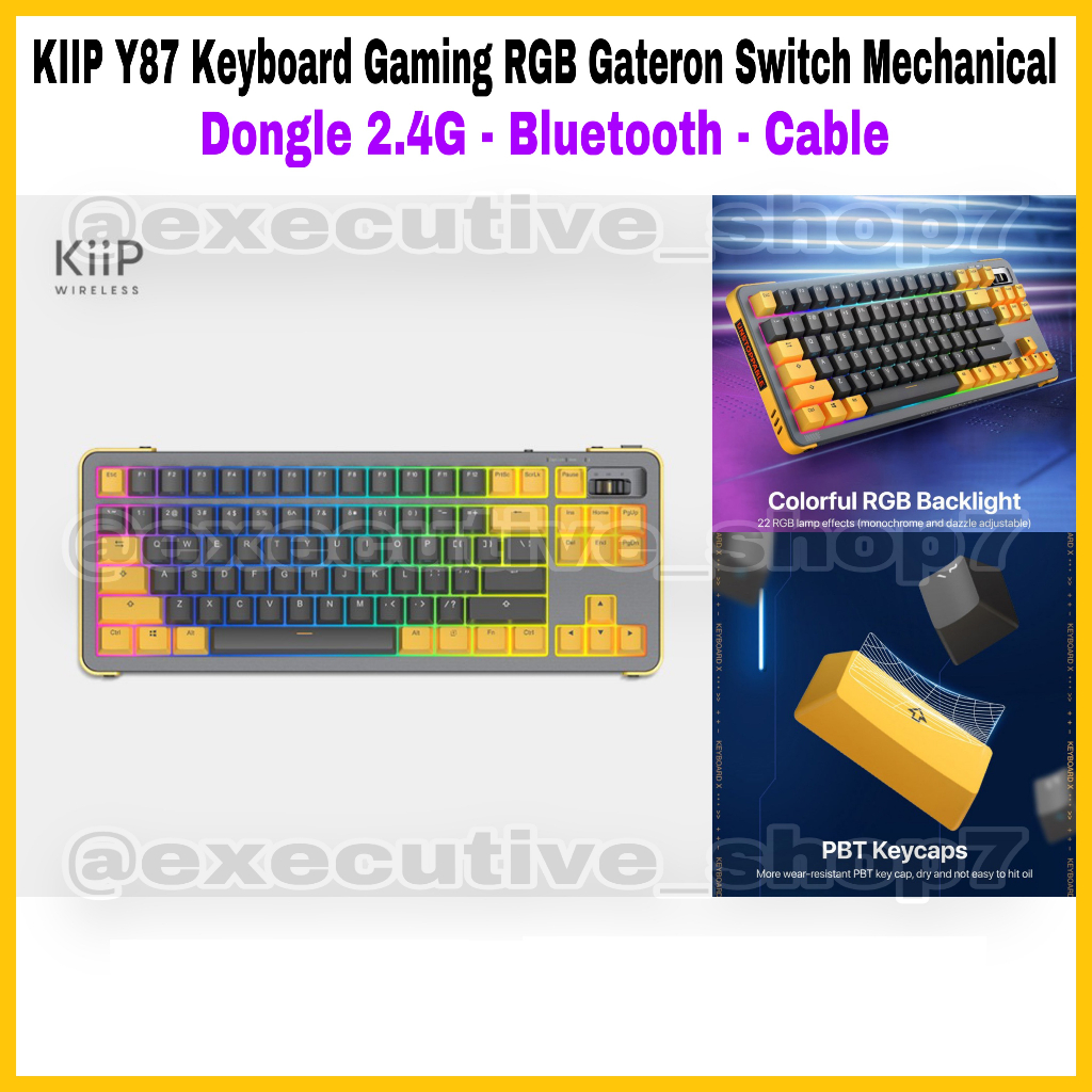 Jual KIIP Y87 Keyboard Gaming RGB Gateron Switch Mechanical - Dongle 2 ...