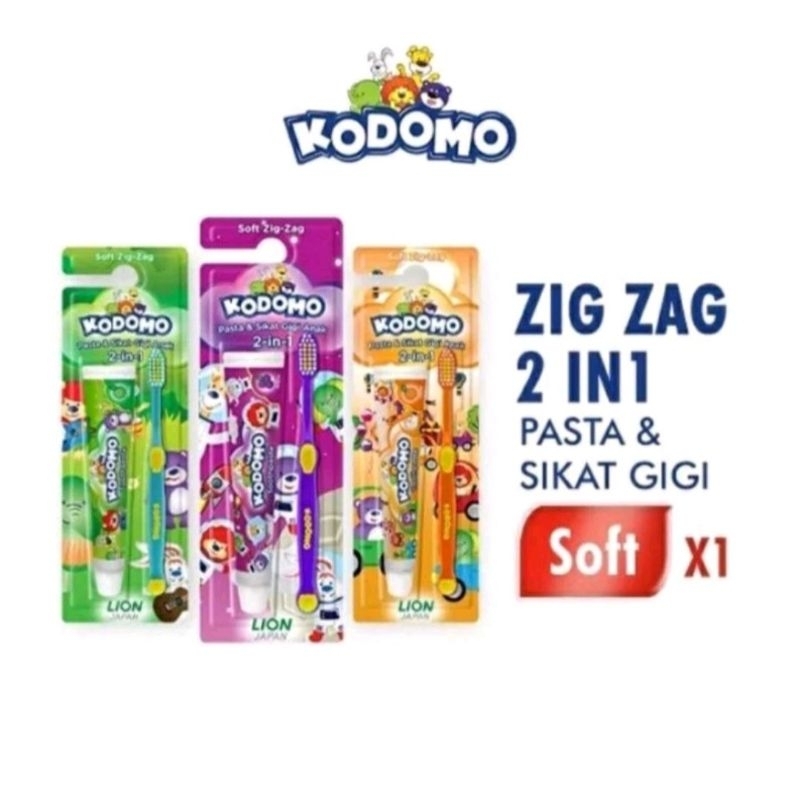Jual Kodomo zig zag 2 in 1 sikat gig i+ odol (soft) | Shopee Indonesia