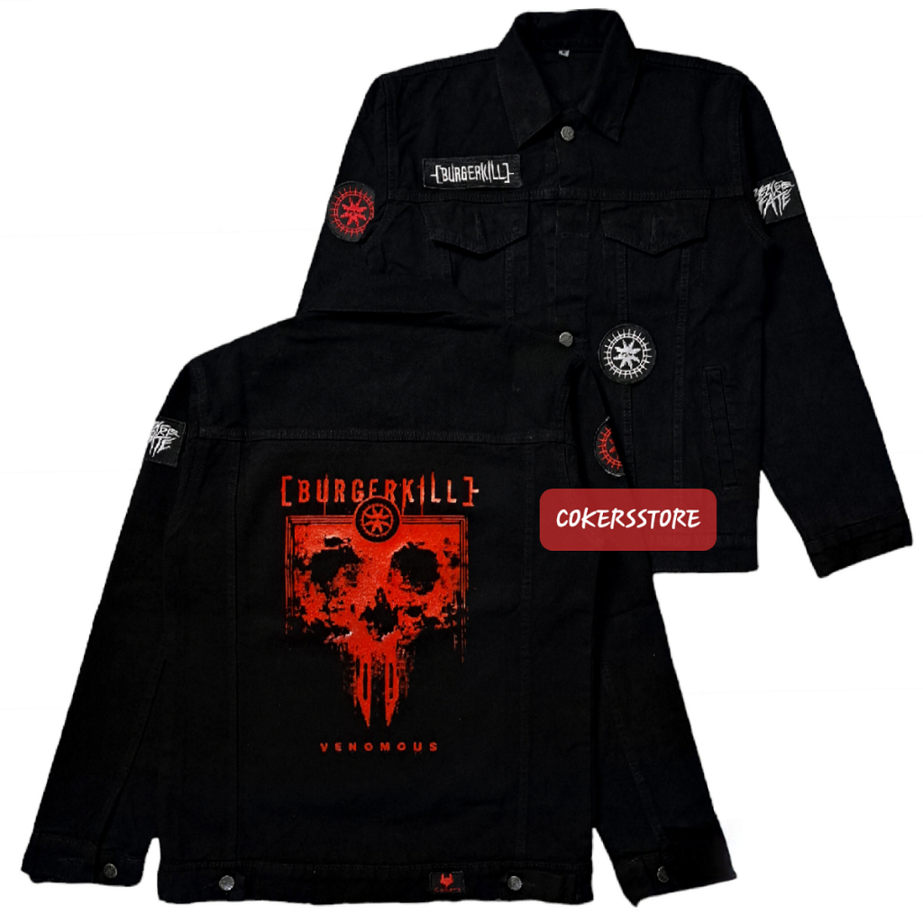 Jual Jaket Jeans Pria Kombinasi Bordir dan Printing Sablon - HITAM BURGERKILL VENOMOUS | Shopee ...