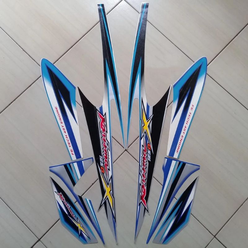 Jual Stiker Striping Motor Karisma X 125D 2005 Silver-Biru Sticker Lis ...