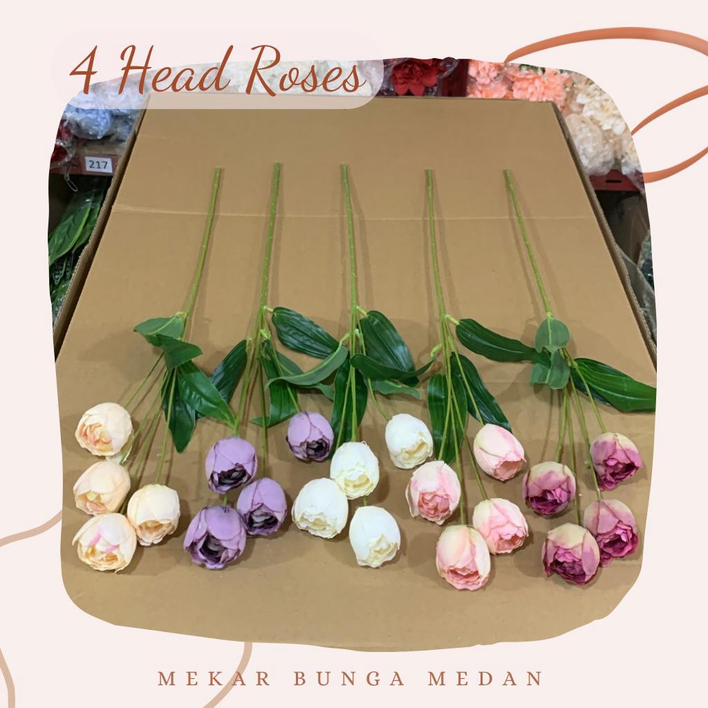 Jual HX 4 - Bunga Artifisial Import Premium 4 Head Roses Dekorasi ...
