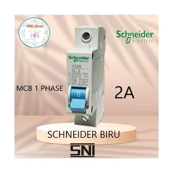 Jual MCB SCHNEIDER BIRU 1 PHASE 2A / 4A / 6A / 10A / 16A / 20A / 25A / 35A | Shopee Indonesia
