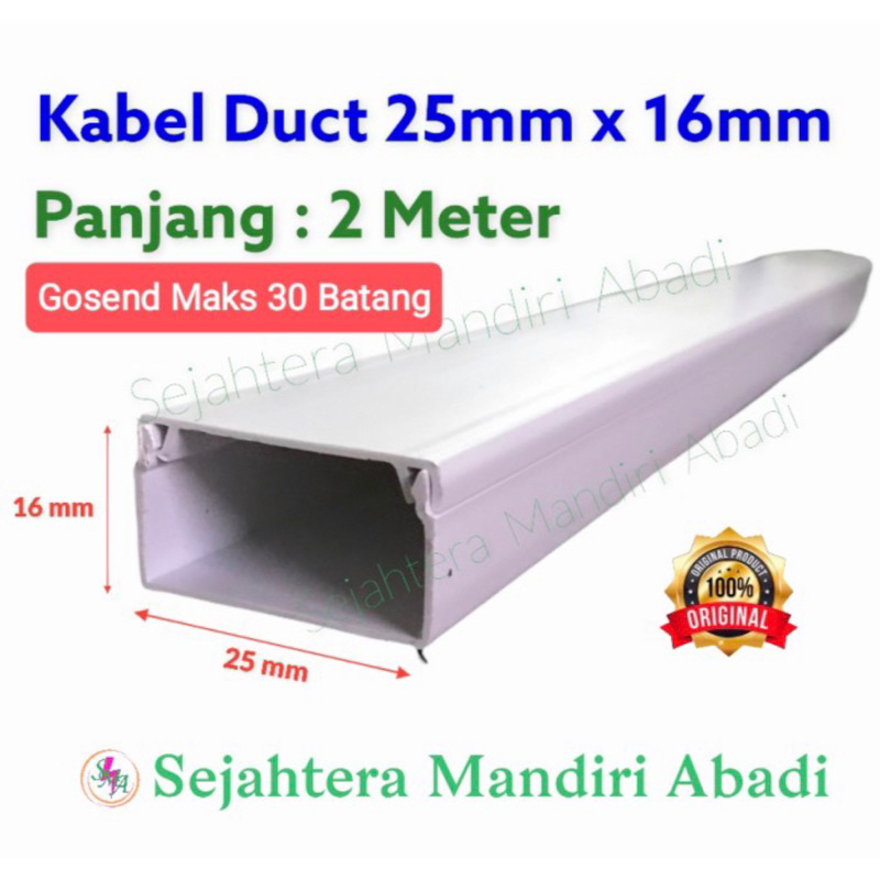 Jual Kabel Dak 25x16 mm Putih Tutup 2 Meter Duct Cable Kabel | Shopee ...
