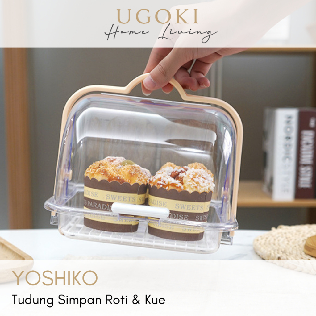 Jual |UGOKI| YOSHIKO Bread Storage Roti Estetis Tudung Saji Roti Bening ...