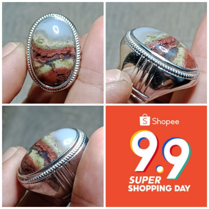 Jual Cincin Akik Batu Lumut Pemandangan | Shopee Indonesia