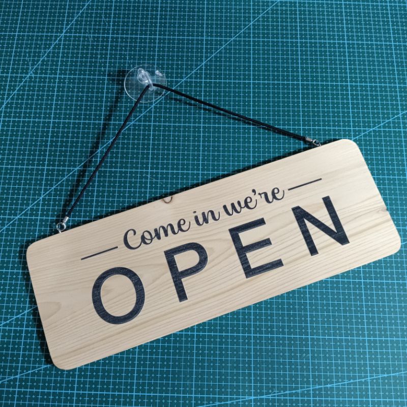 Jual Plang Papan Tulisan Tanda Open Close Toko Bolak Balik Kayu ...