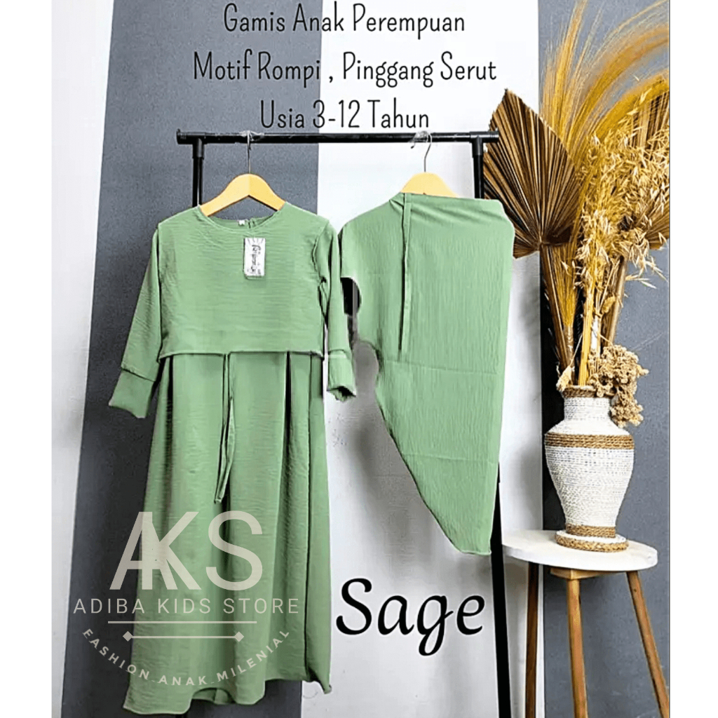 Jual Gamis anak perempuan terbaru model Rompi pinggang serut usia 5--12 ...