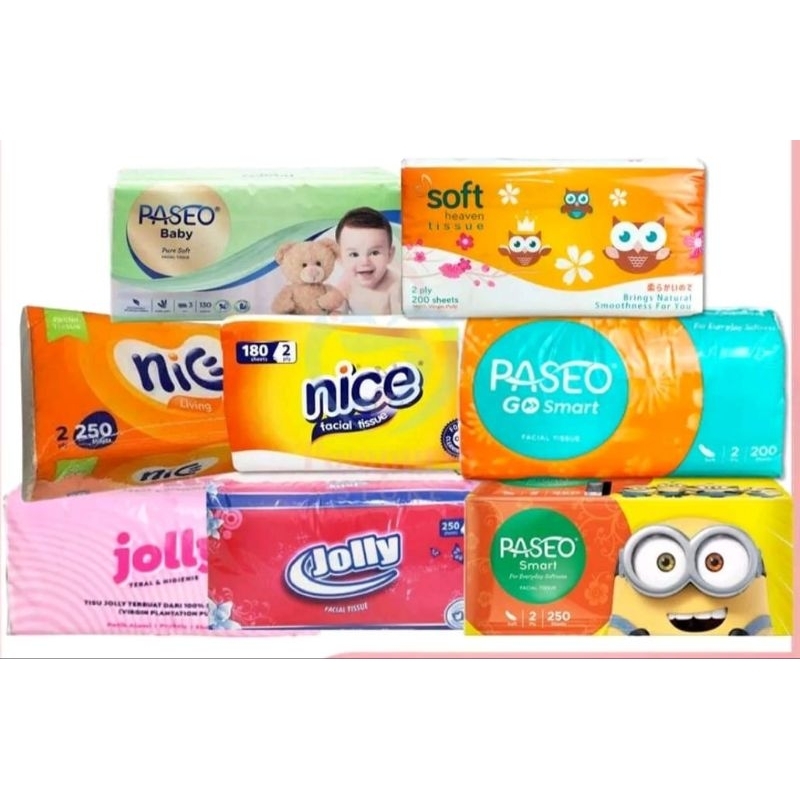 Jual Tissue NICE/PASEO/JOLLY/ NICE Facial Soft Pack / PASEO Smart ...